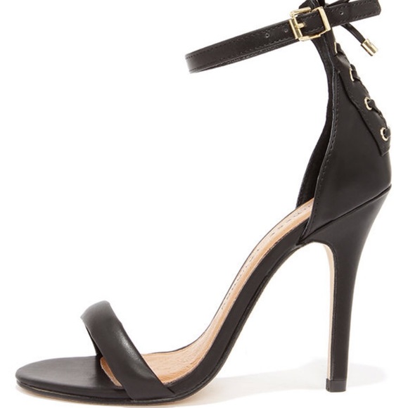 Shoes | New Black String Up In Back Heels | Poshmark